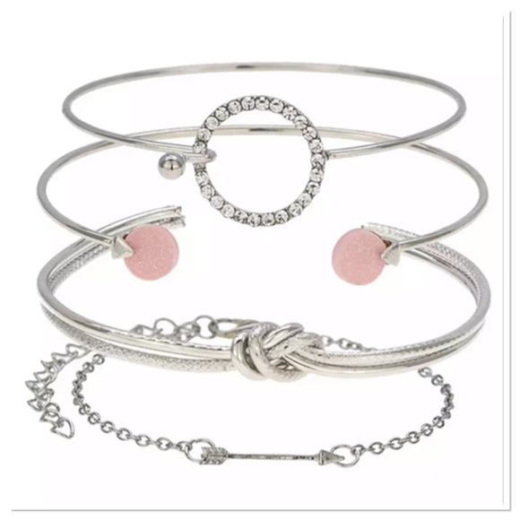 Jewelry | Silver 4 Piece Bangle Bracelet Set | Poshmark